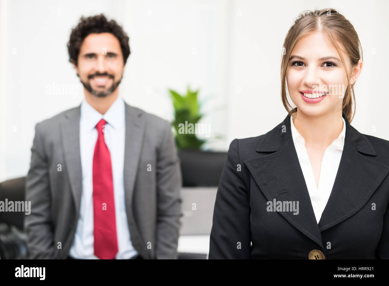 Businessteam smiling in office hi-res stock photography and images - Alamy