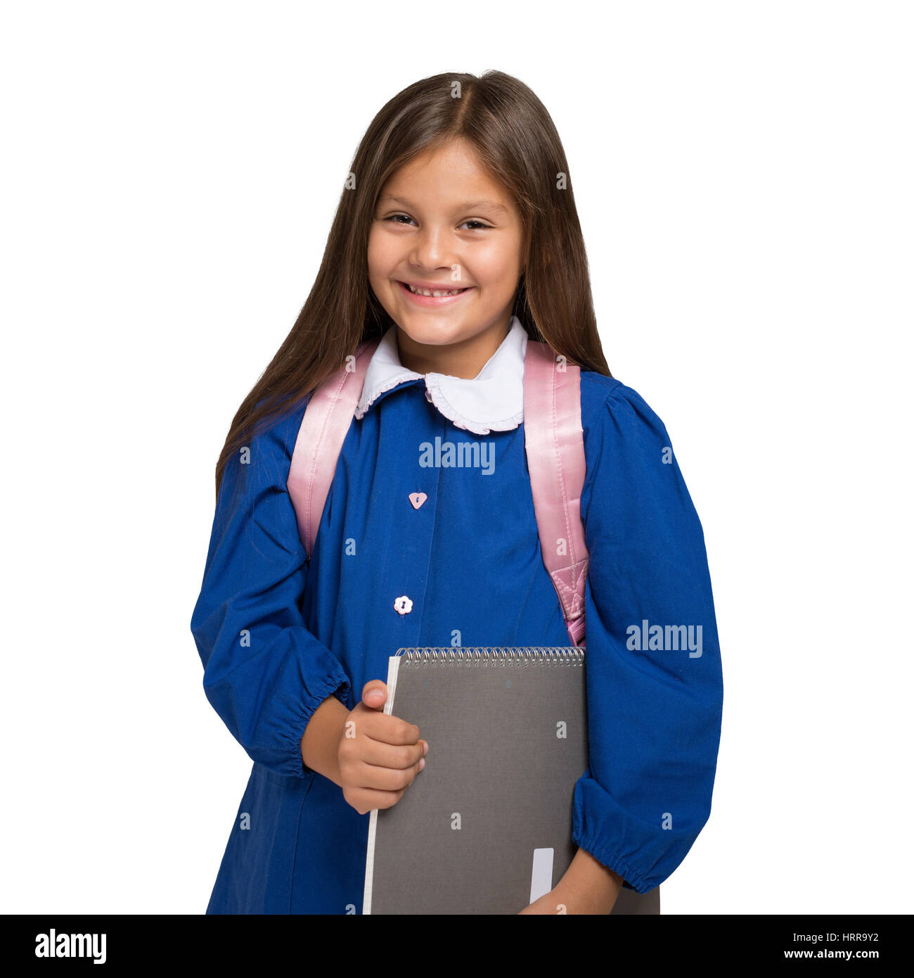 Smiling little student. Isolated on white background Stock Photo - Alamy
