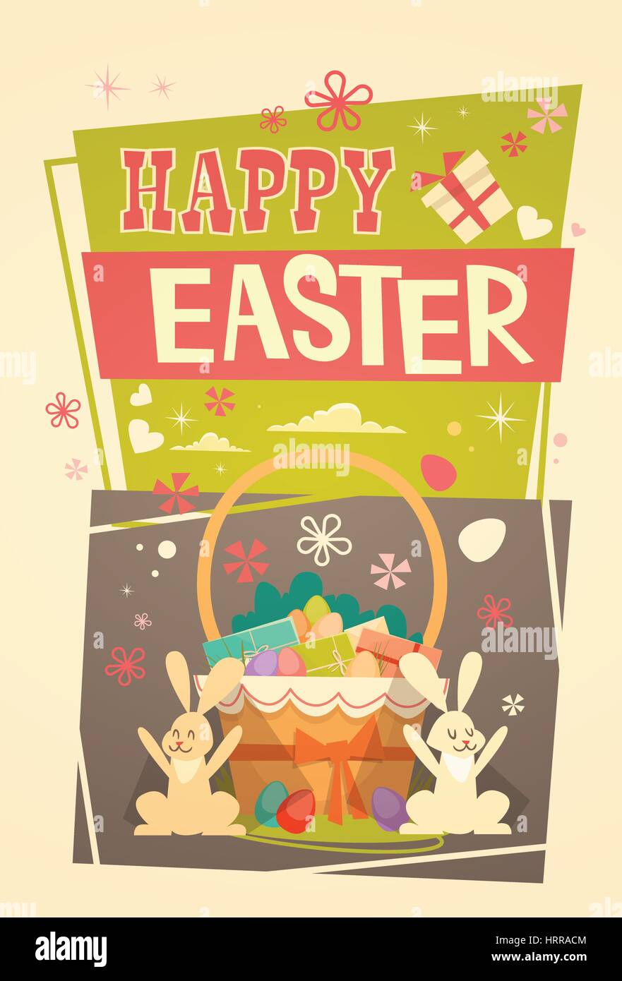 Easter Basket Holiday Symbols Greeting Card Stock Vector Image & Art ...