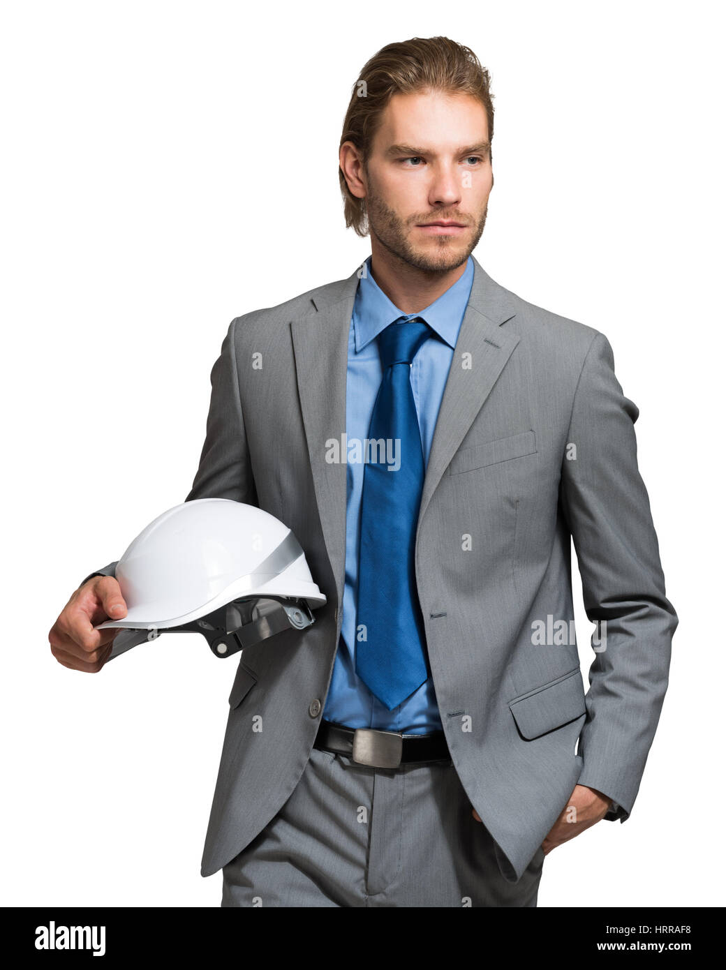 Portrait of a confident engineer. Isolated on white Stock Photo - Alamy