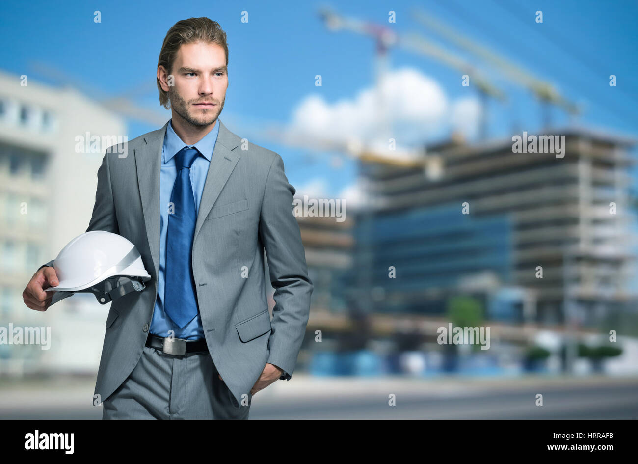 Portrait of an architect in front of a construction site Stock Photo ...