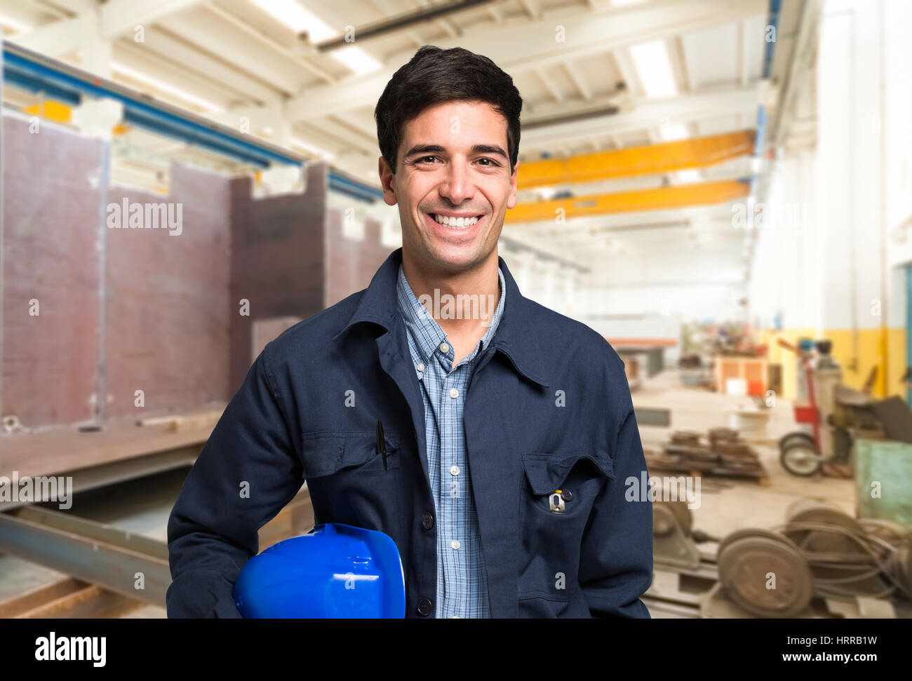 Smiling mechanical worker portrait Stock Photo - Alamy