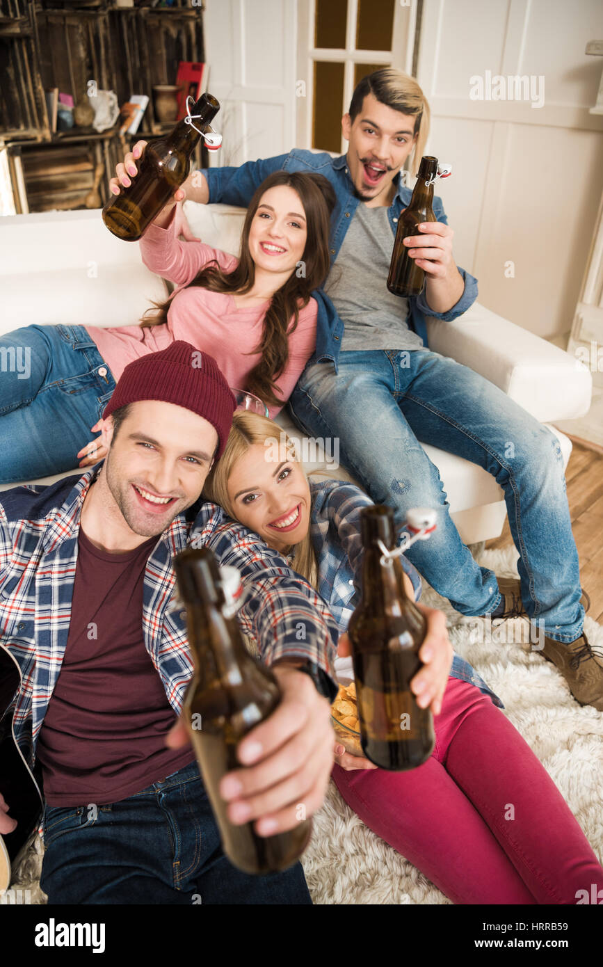 Happy friends excited women home hi-res stock photography and images ...