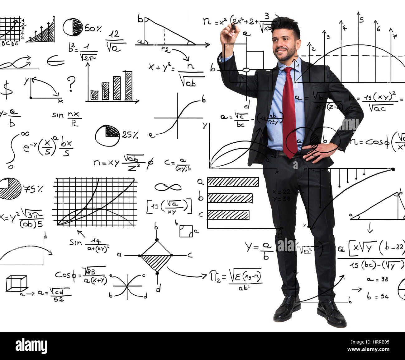 Businessman writing formulas on the screen Stock Photo - Alamy