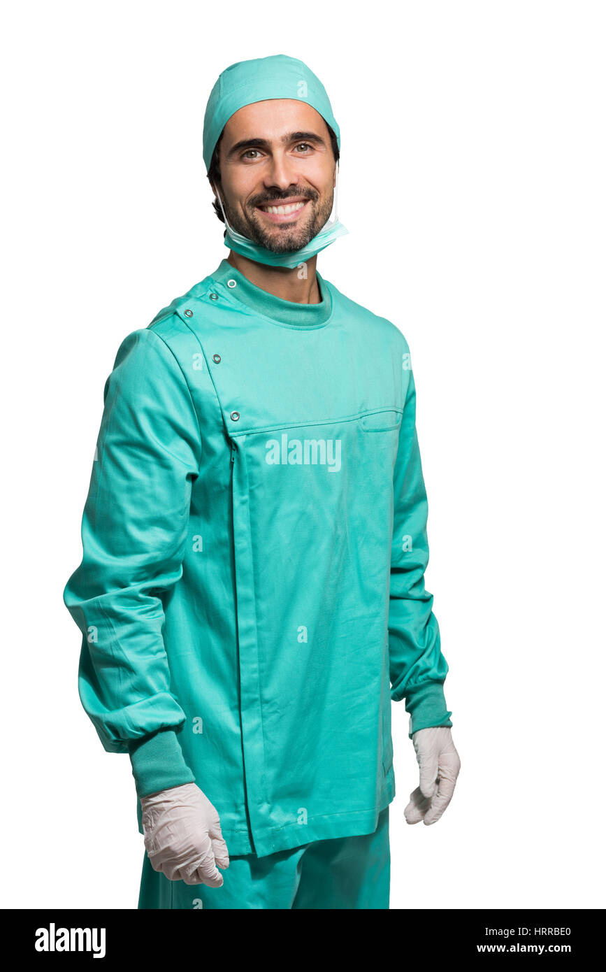 Portrait of a male surgeon. Isolated on white Stock Photo - Alamy