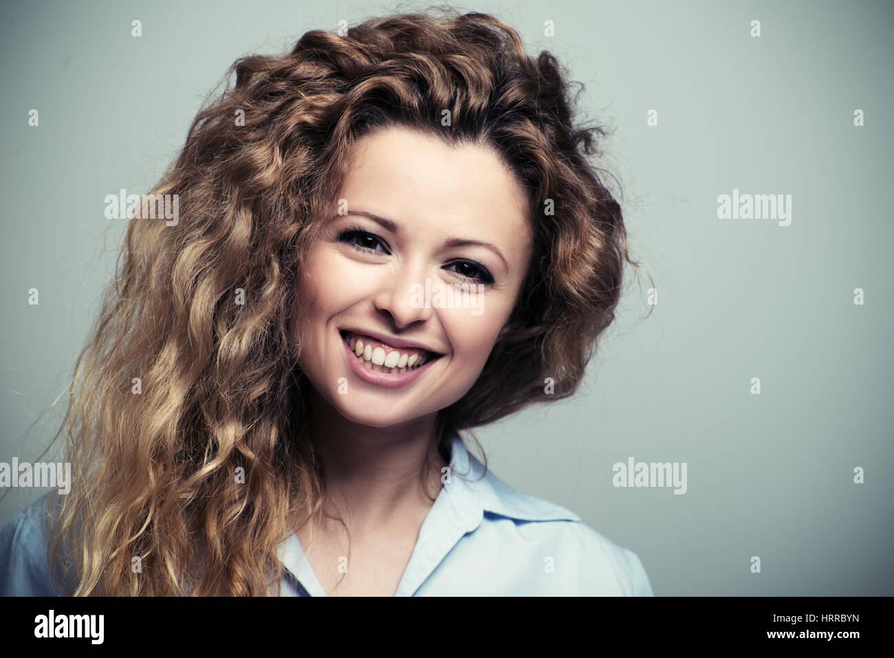 Smiling happy woman portrait Stock Photo - Alamy