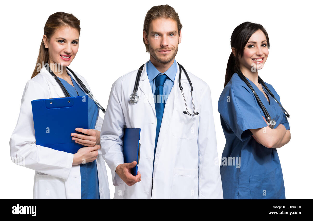 Three hospital workers smiling hi-res stock photography and images - Alamy