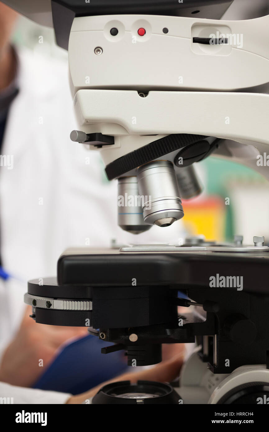 Detail of a microscope in a laboratory Stock Photo - Alamy