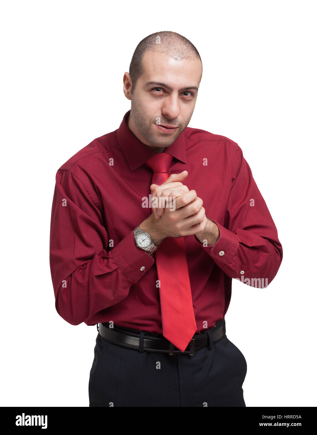 Portrait of a shady businessman. Isolated on white Stock Photo - Alamy
