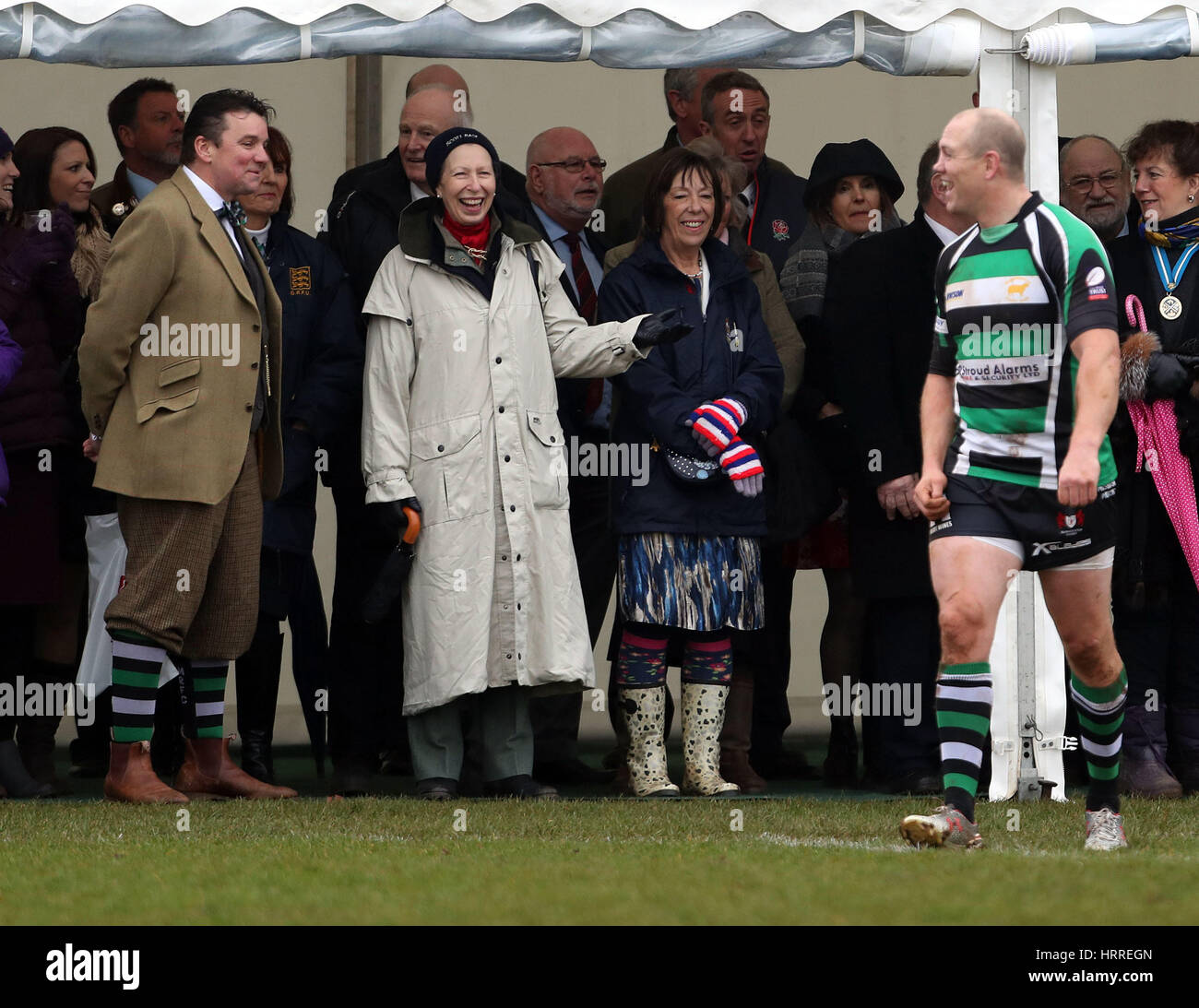 The Princess Royal watches her son-in-law Mike Tindall (right) play in ...
