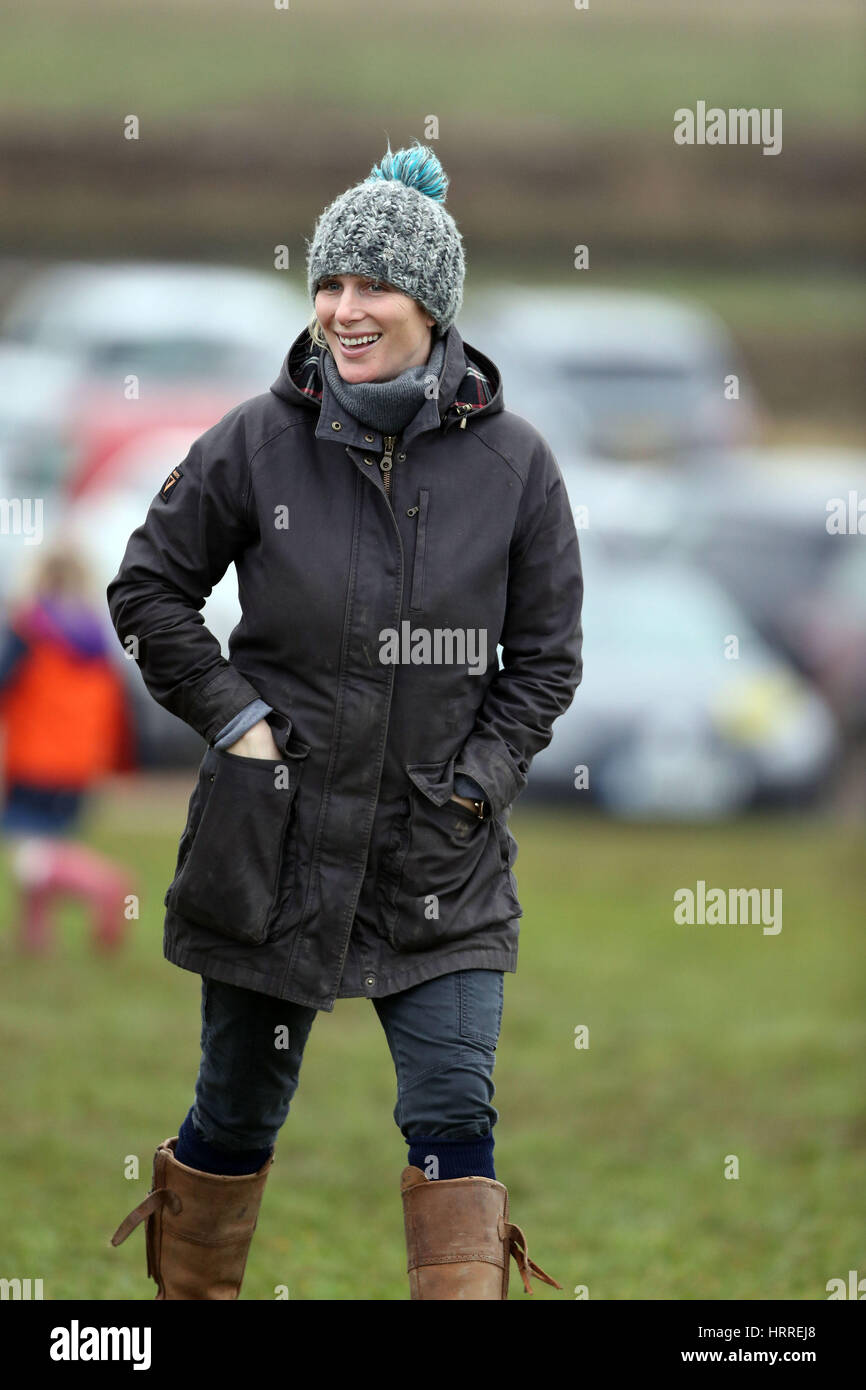 Zara Tindall arrives at Minchinhampton Rugby Club in Gloucestershire to ...