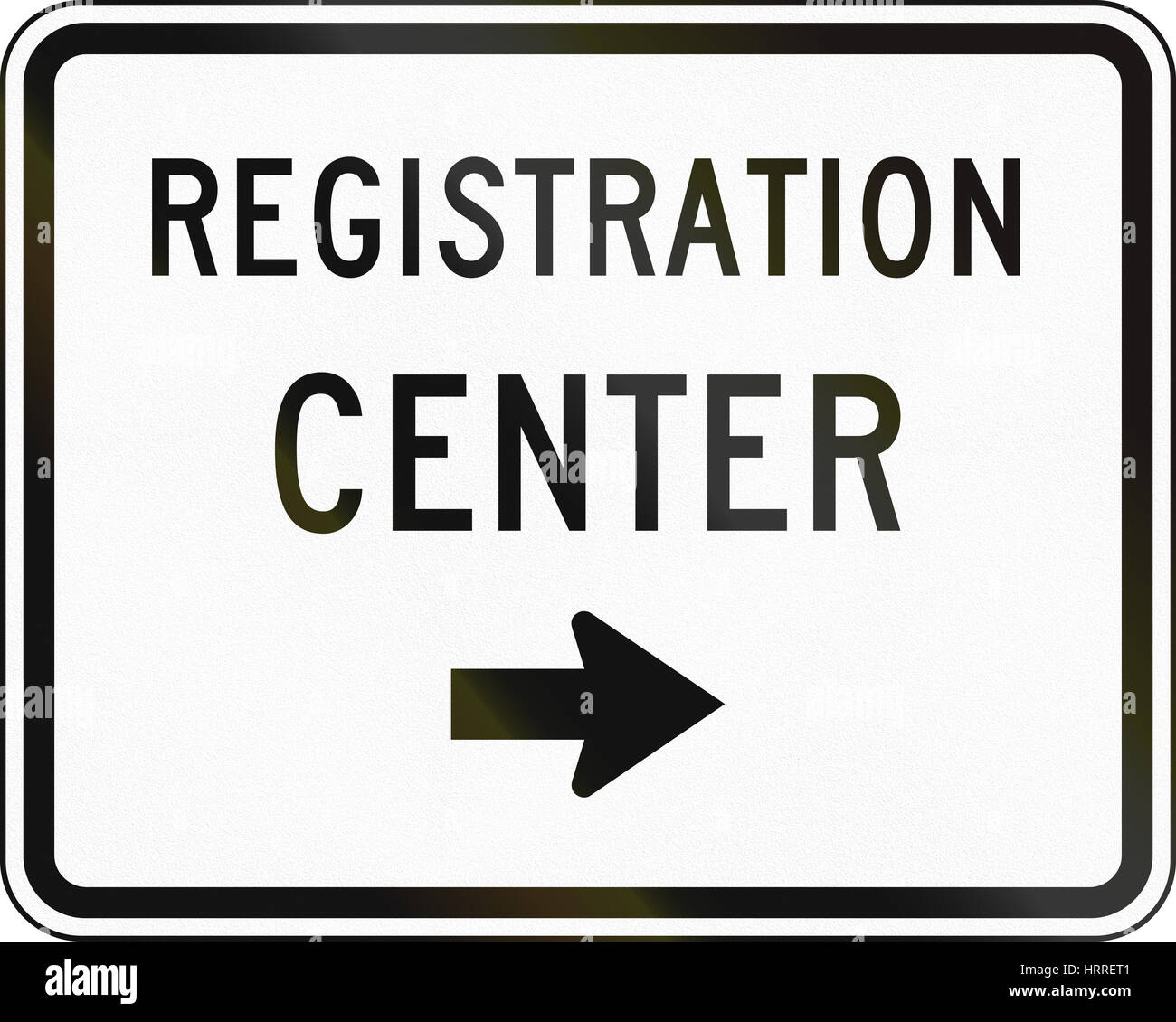 United States MUTCD emergency road sign - Registration center Stock ...
