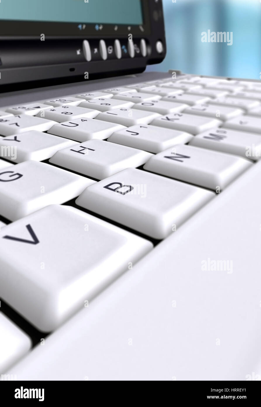 Laptop computer keyboard made in 3d - Focus around the H key Stock ...