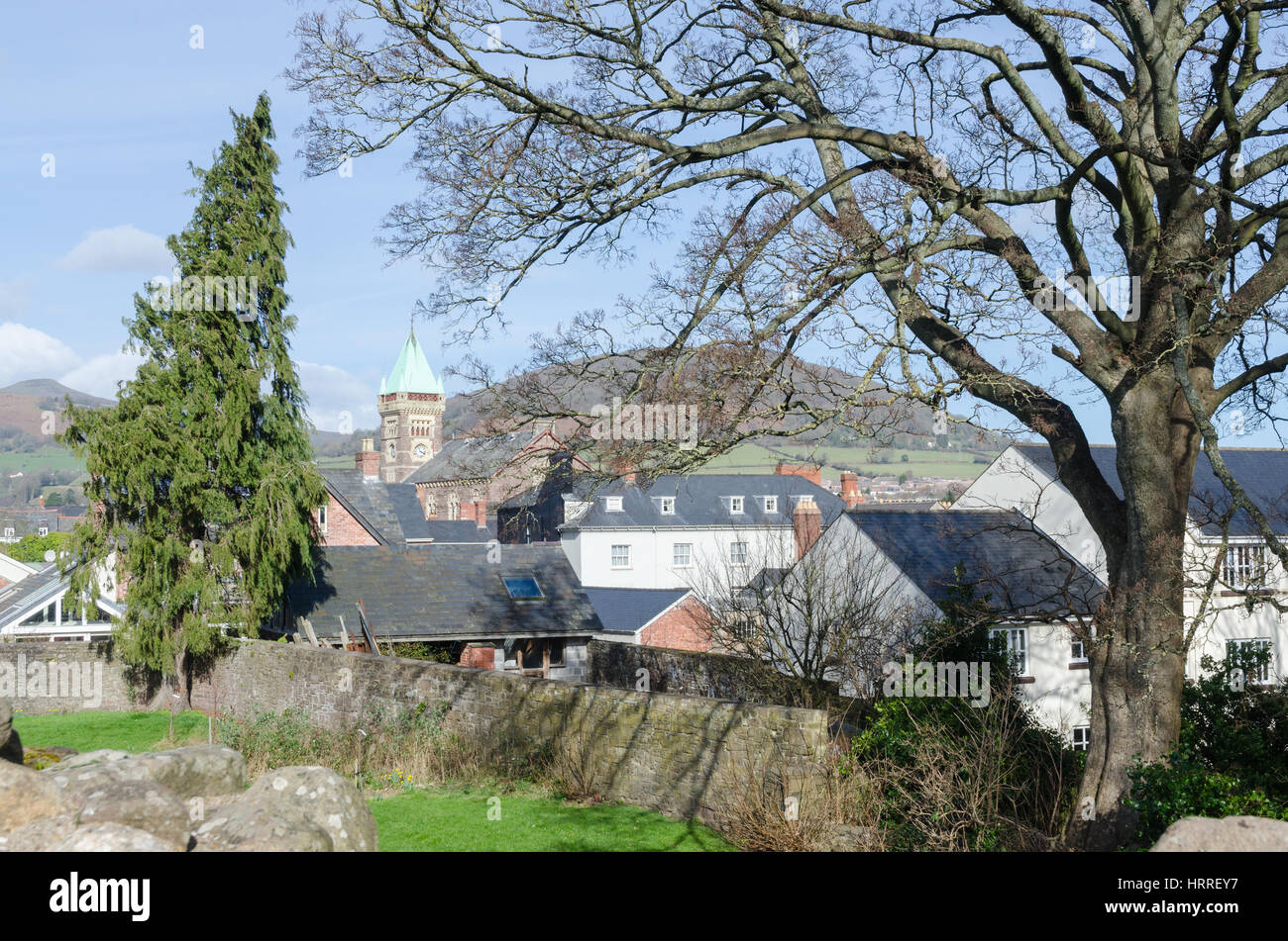 View from Abergavenny Castle, a Norman castle in the market town of ...