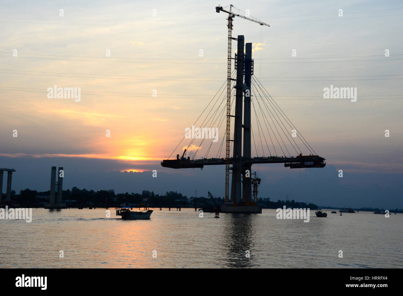 Construction of a new bridge across the Mekong river, Vietnam Stock ...