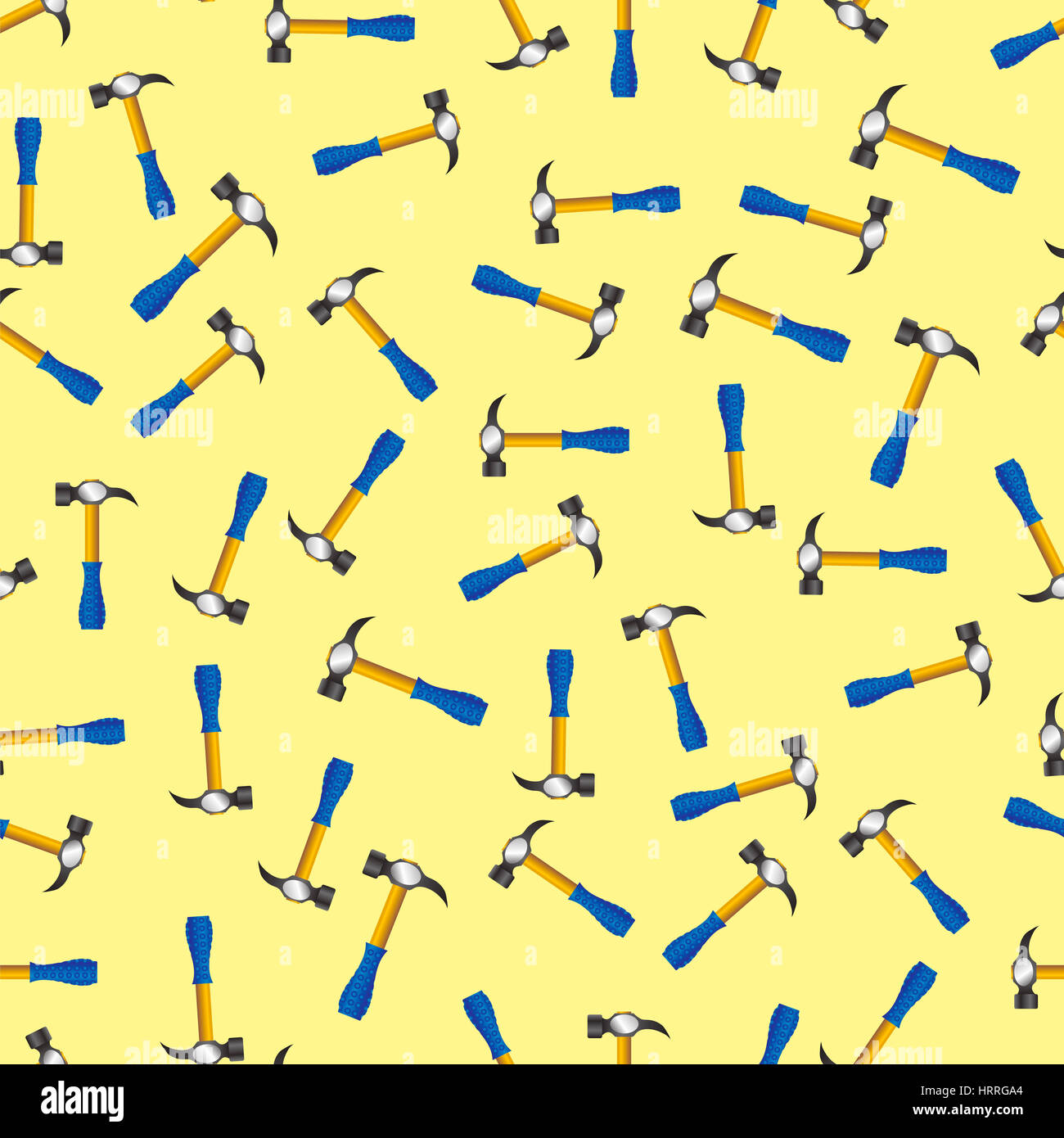 Hammer Icon Seamless Pattern on Yellow Background Stock Photo - Alamy
