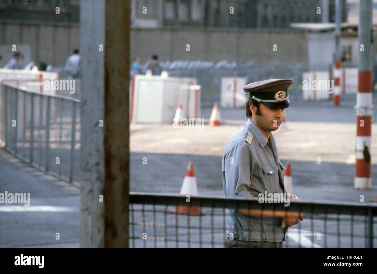 The Berlin Wall at the border crossing Checkpoint Charlie, 1979, DDR ...