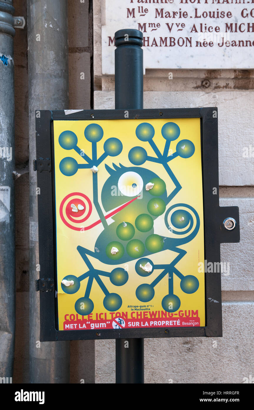 Plaque for waste chewing gum disposal in Besancon France Stock Photo ...