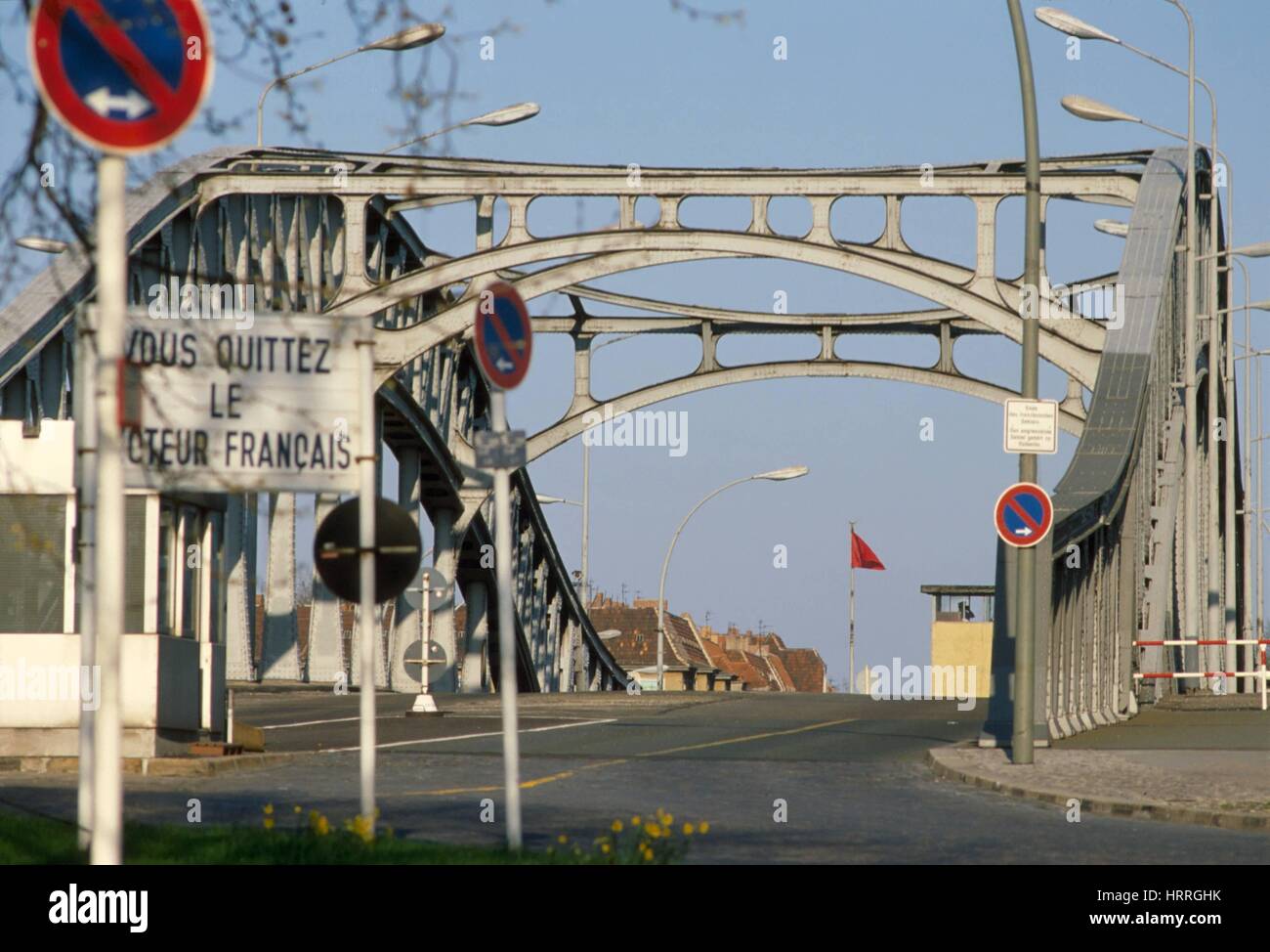 The Berlin Wall in 1979, the Glienicke Bridge, point of exit from the ...