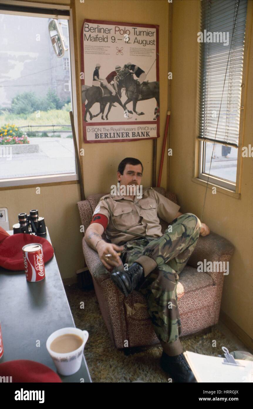British Military Policeman inside Checkpoint Charlie, border passage ...
