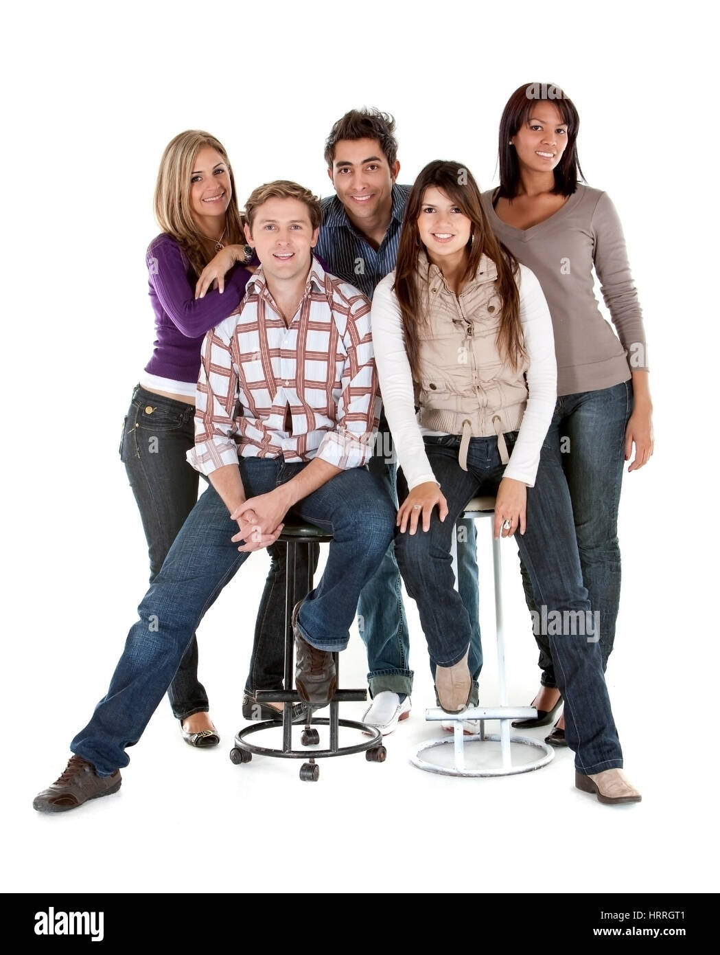 Casual group of friends isolated over a white background Stock Photo ...