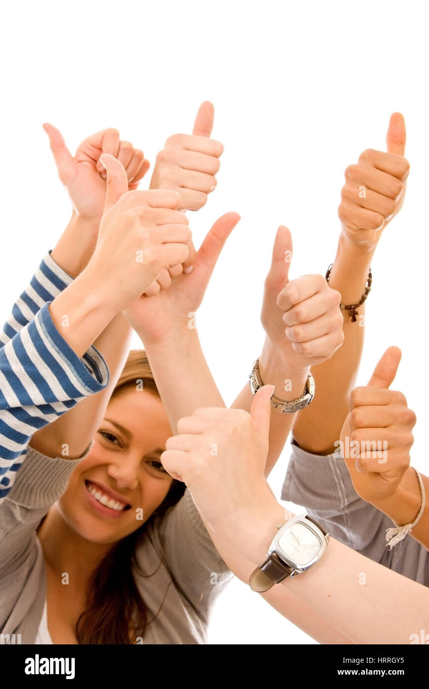 Thumbs up isolated over a white background Stock Photo - Alamy