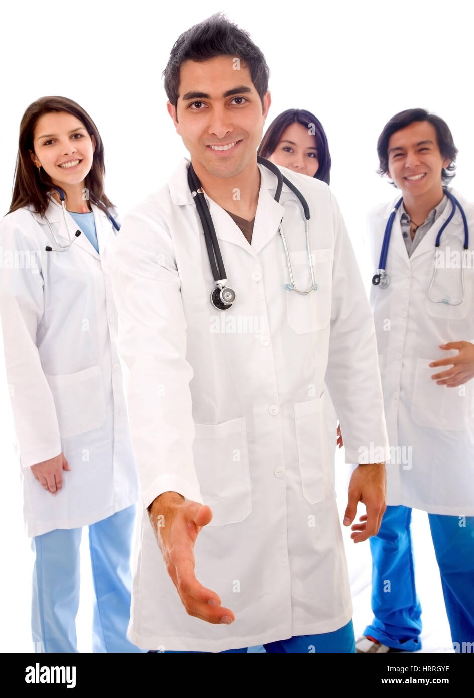 Doctor smiling nurses behind hi-res stock photography and images - Alamy