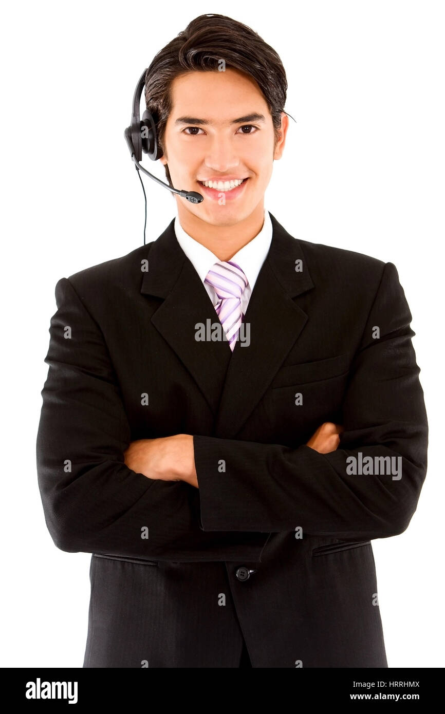 customer service representative - business man isolated Stock Photo - Alamy