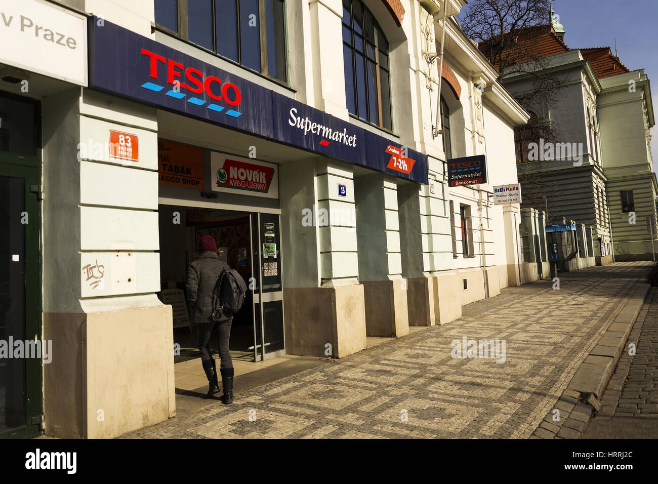 PRAGUE, CZECH REPUBLIC - MARCH 3: Tesco company logo on the supermarket ...