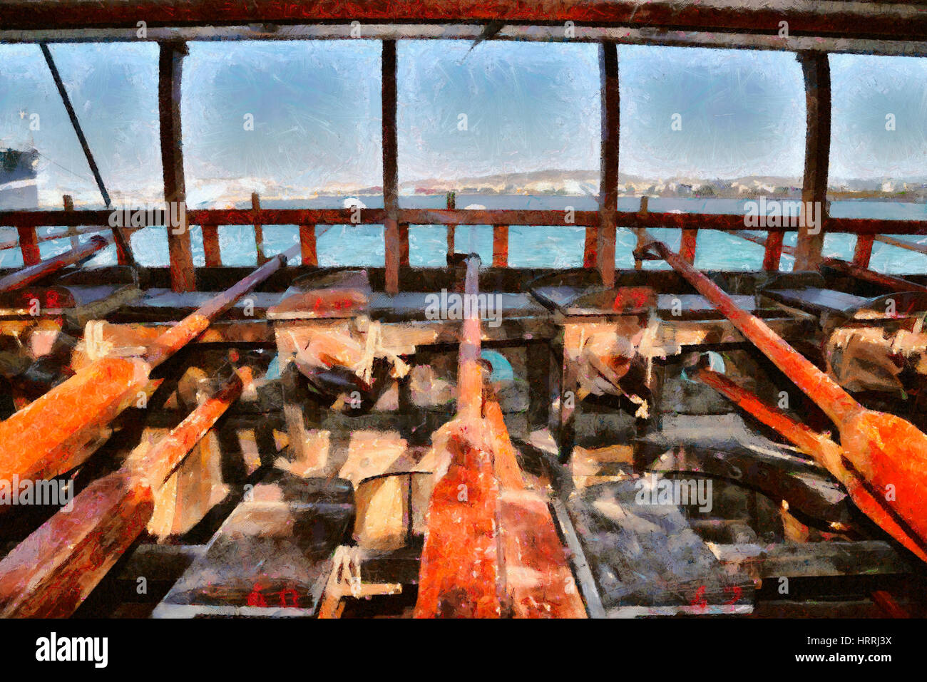 Rowers space of an ancient trireme Stock Photo - Alamy