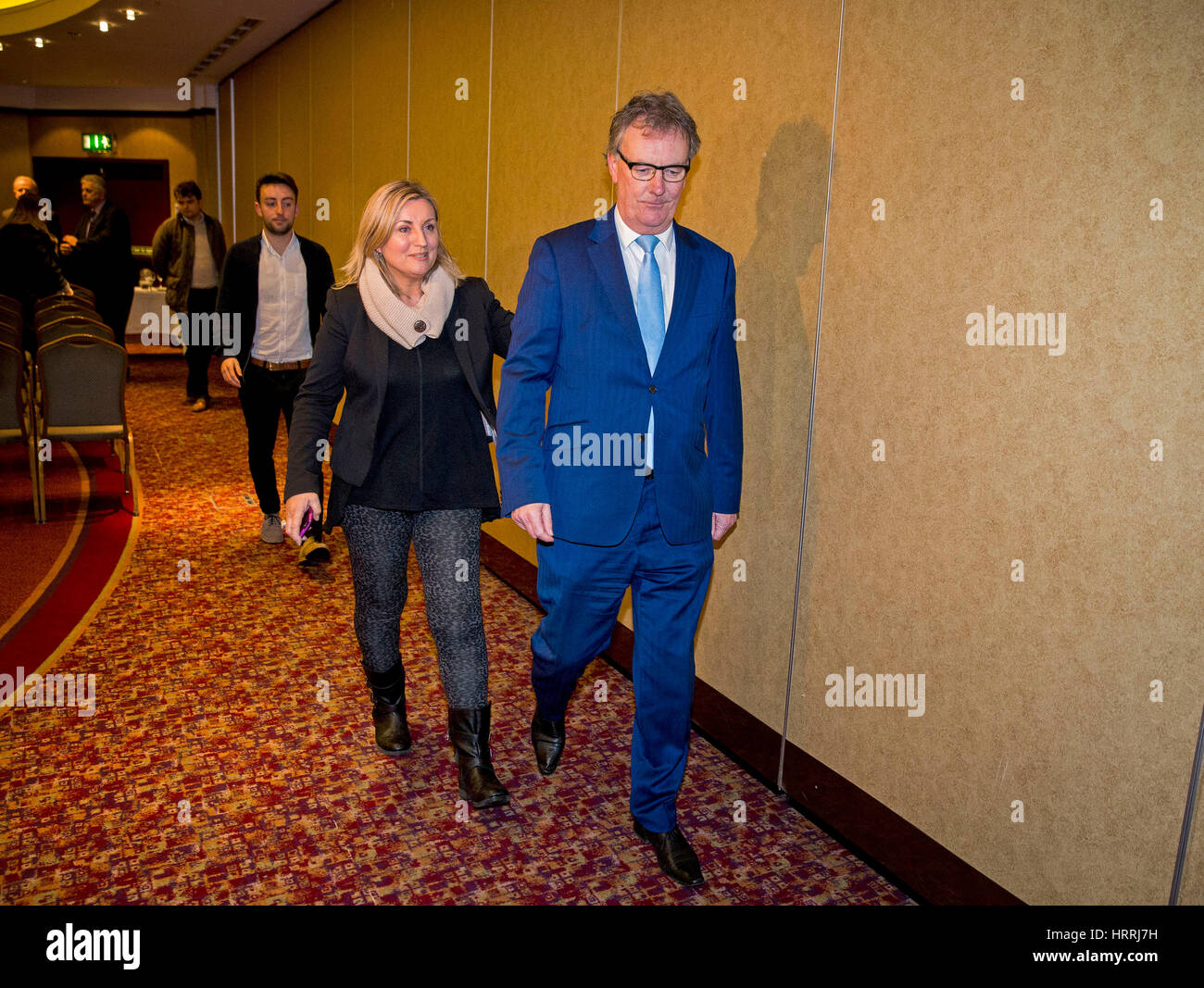 UUP Party Leader Mike Nesbitt, followed by his wife Lynda Bryans and ...