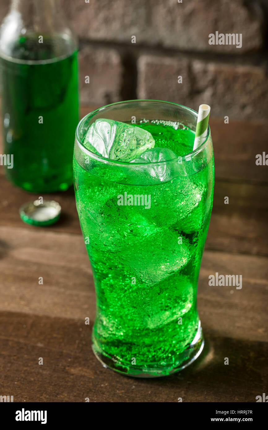 Refreshing Green Lime Soda Pop in an Iced Glass Stock Photo - Alamy