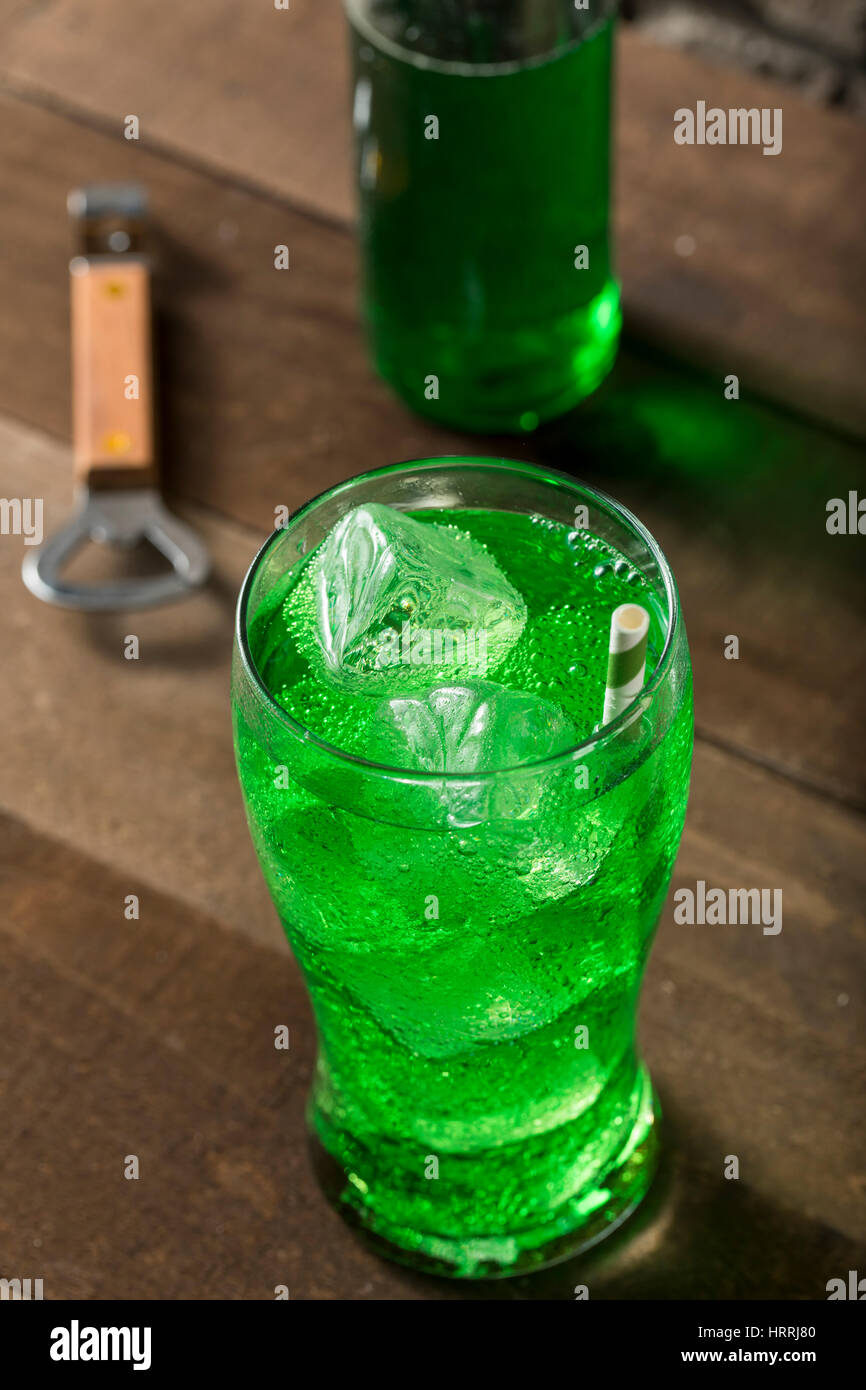 Refreshing Green Lime Soda Pop in an Iced Glass Stock Photo - Alamy