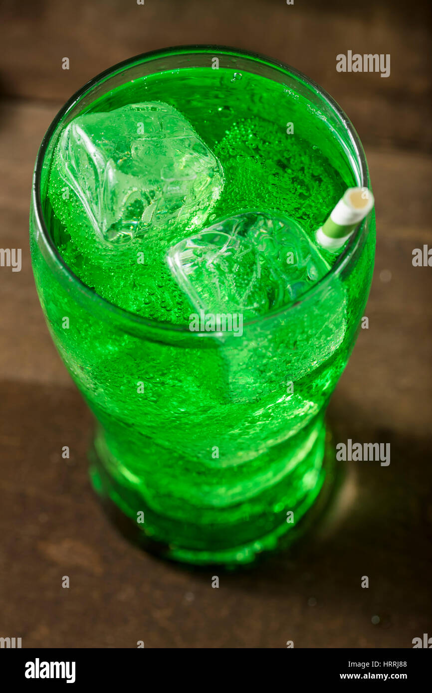 Refreshing Green Lime Soda Pop in an Iced Glass Stock Photo - Alamy
