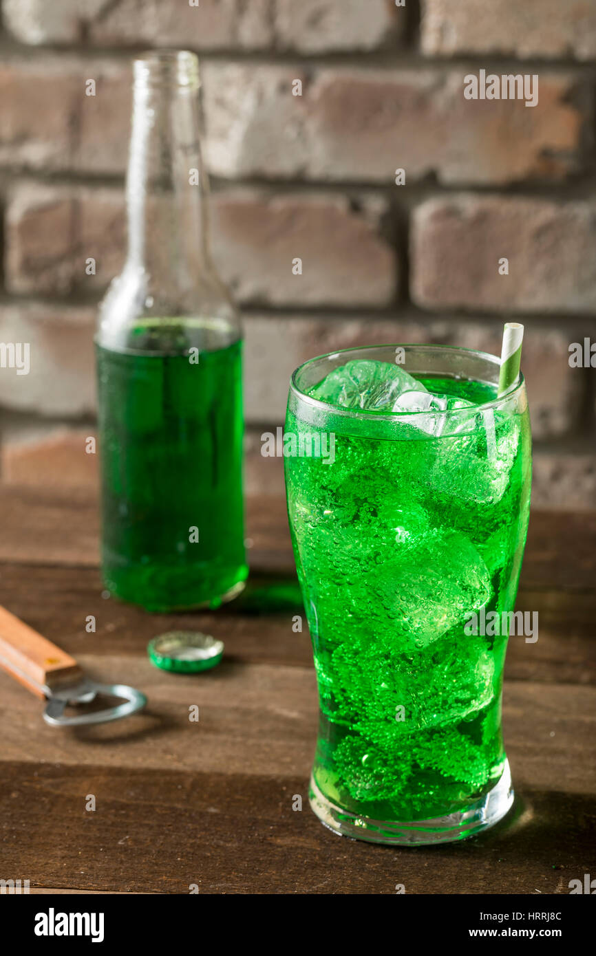Refreshing Green Lime Soda Pop in an Iced Glass Stock Photo - Alamy