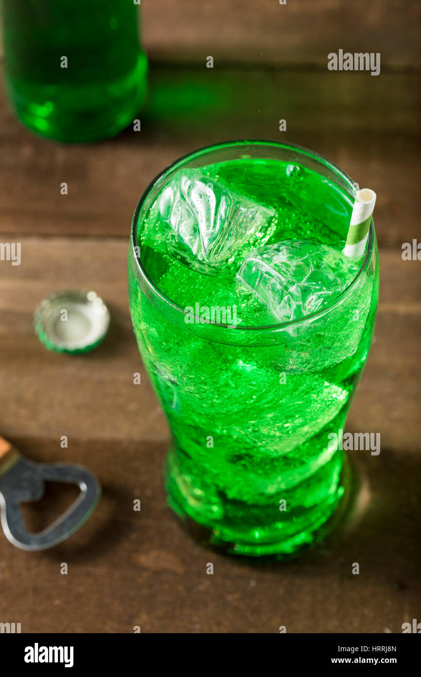Refreshing Green Lime Soda Pop in an Iced Glass Stock Photo - Alamy