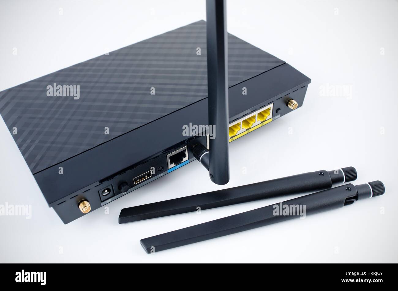 Modern wireless wi-fi router isolated on white background Stock Photo ...