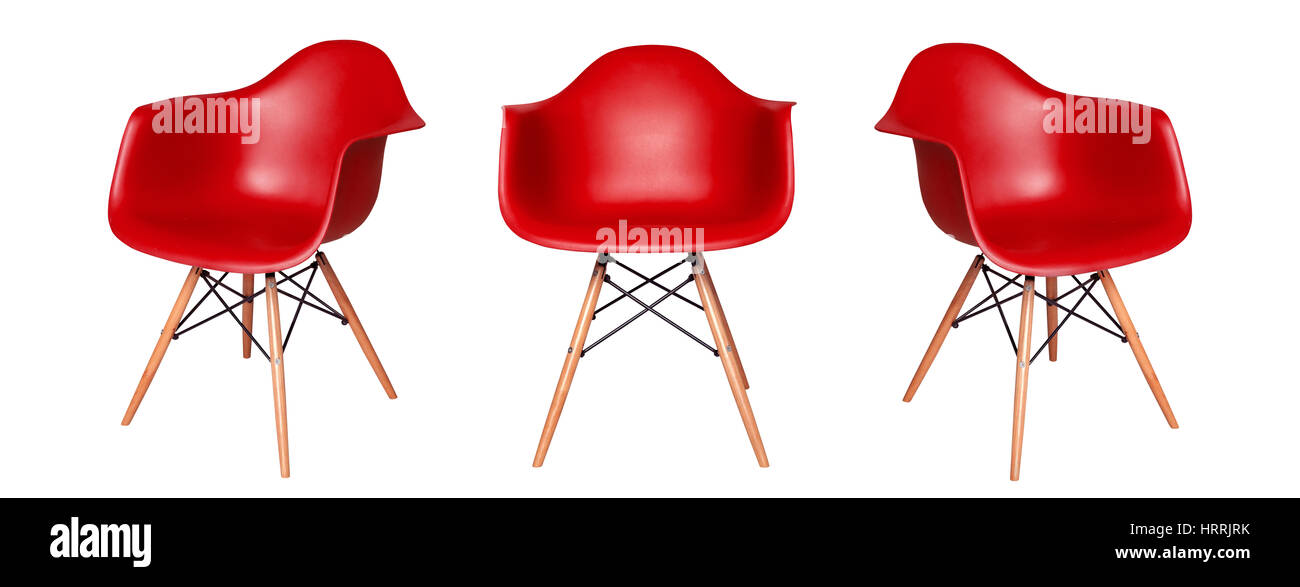 Modern red chair stool isolated on white background. View from ...