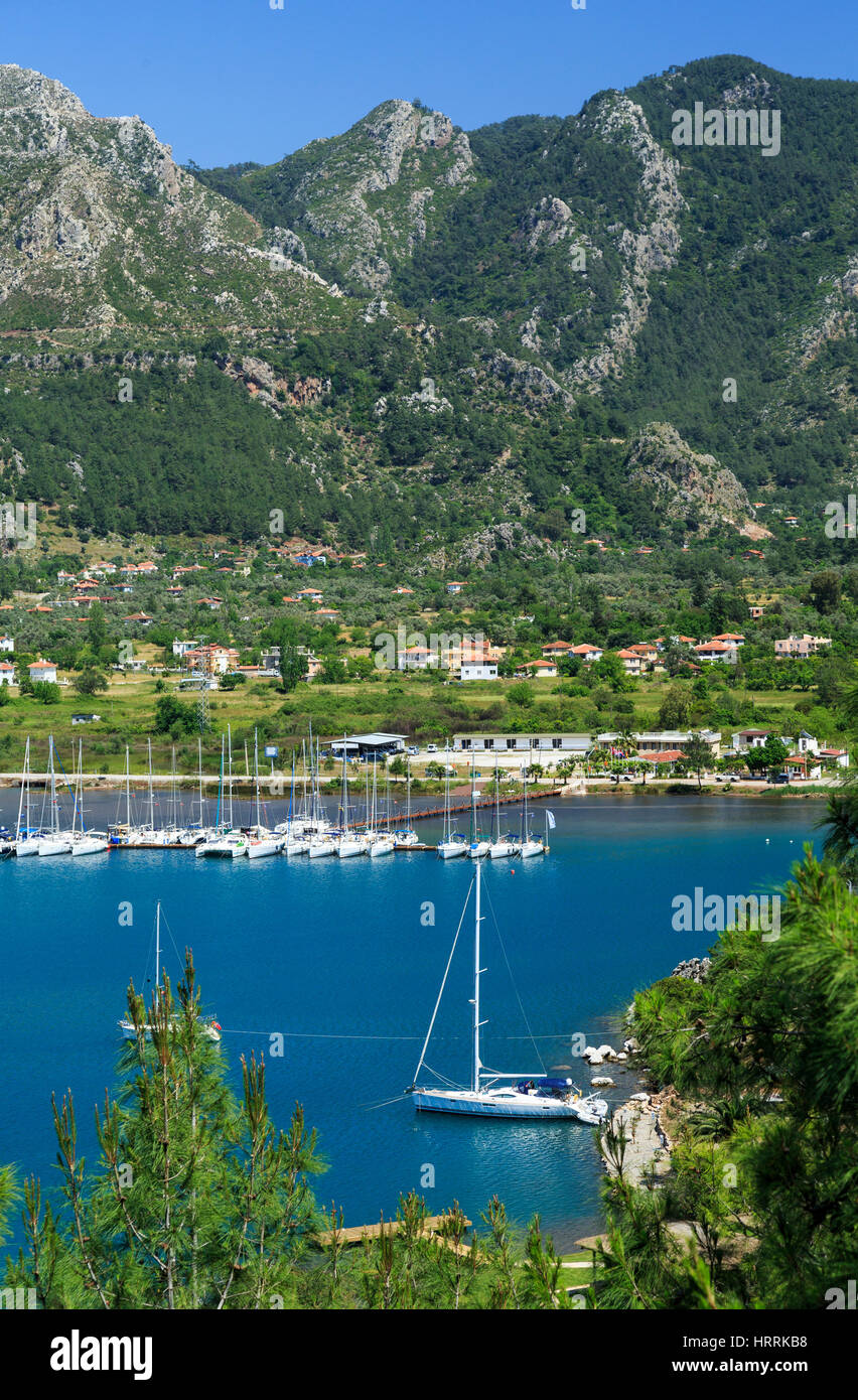 The bay at Orhaniye with sailing boats, Bozburun, Turkey Stock Photo ...
