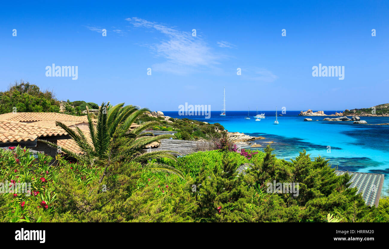 Bay with house rooftop, Cavallo Island, Corsica, France Stock Photo - Alamy