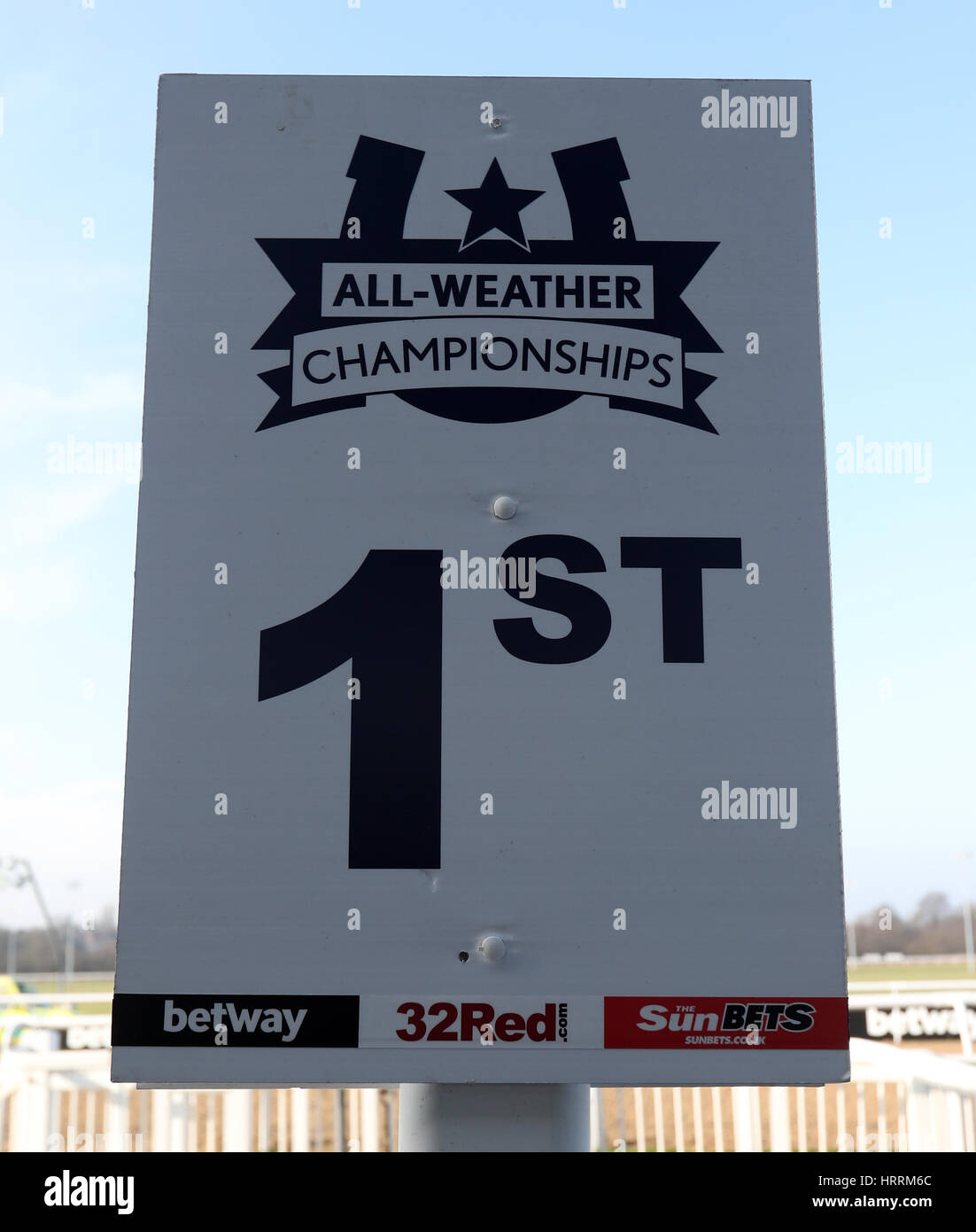 A general view of the 1st place sign at Dunstall Park Stock Photo - Alamy