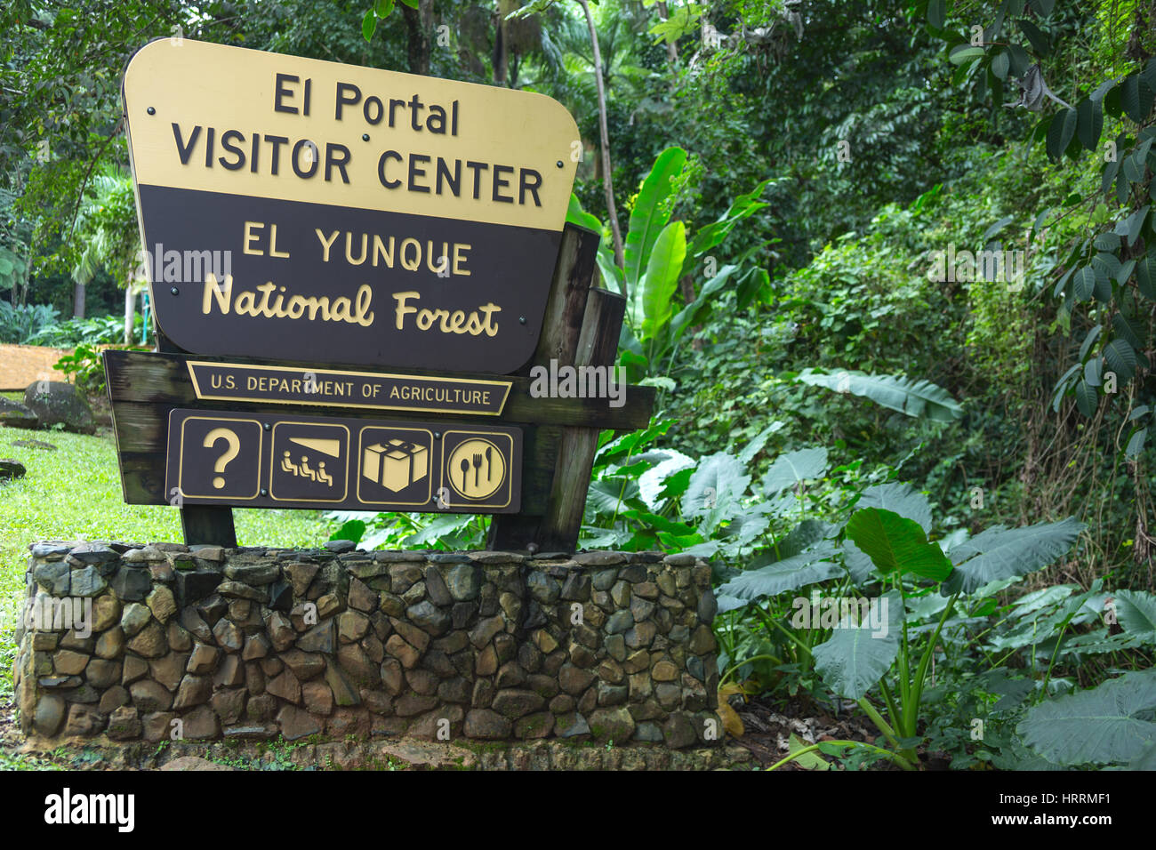 ENTRANCE SIGN EL PORTAL RAIN FOREST CENTER EL YUNQUE NATIONAL FOREST ...