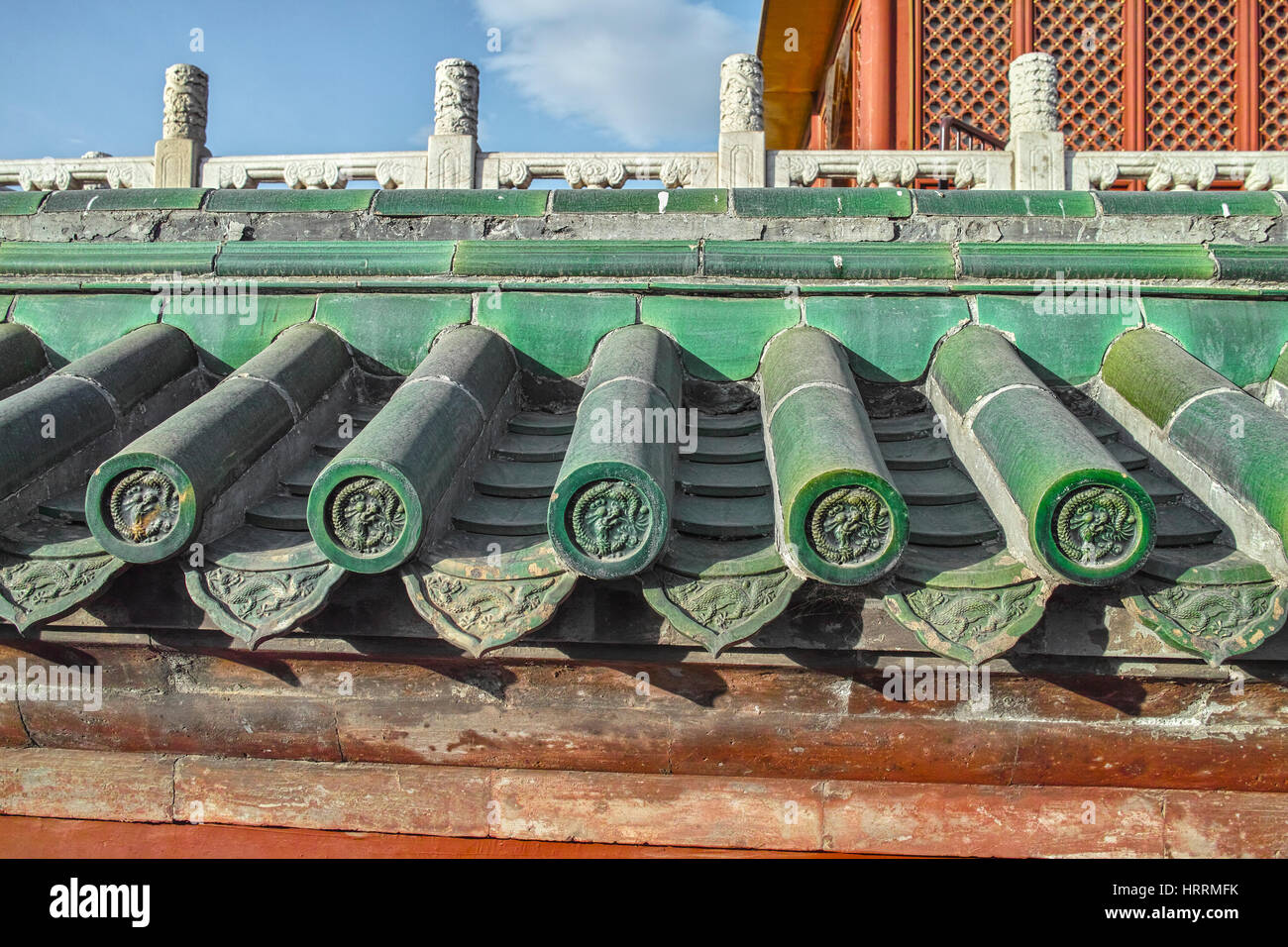 Green tile of chinese traditional building Stock Photo - Alamy