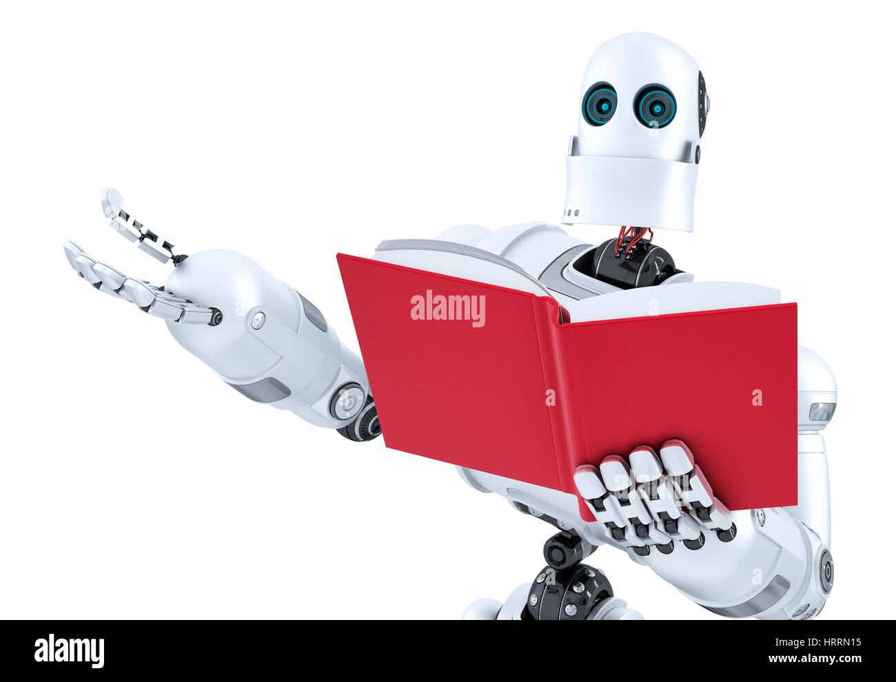 Robot with book. Close-up. Isolated on white. Contains clipping path ...