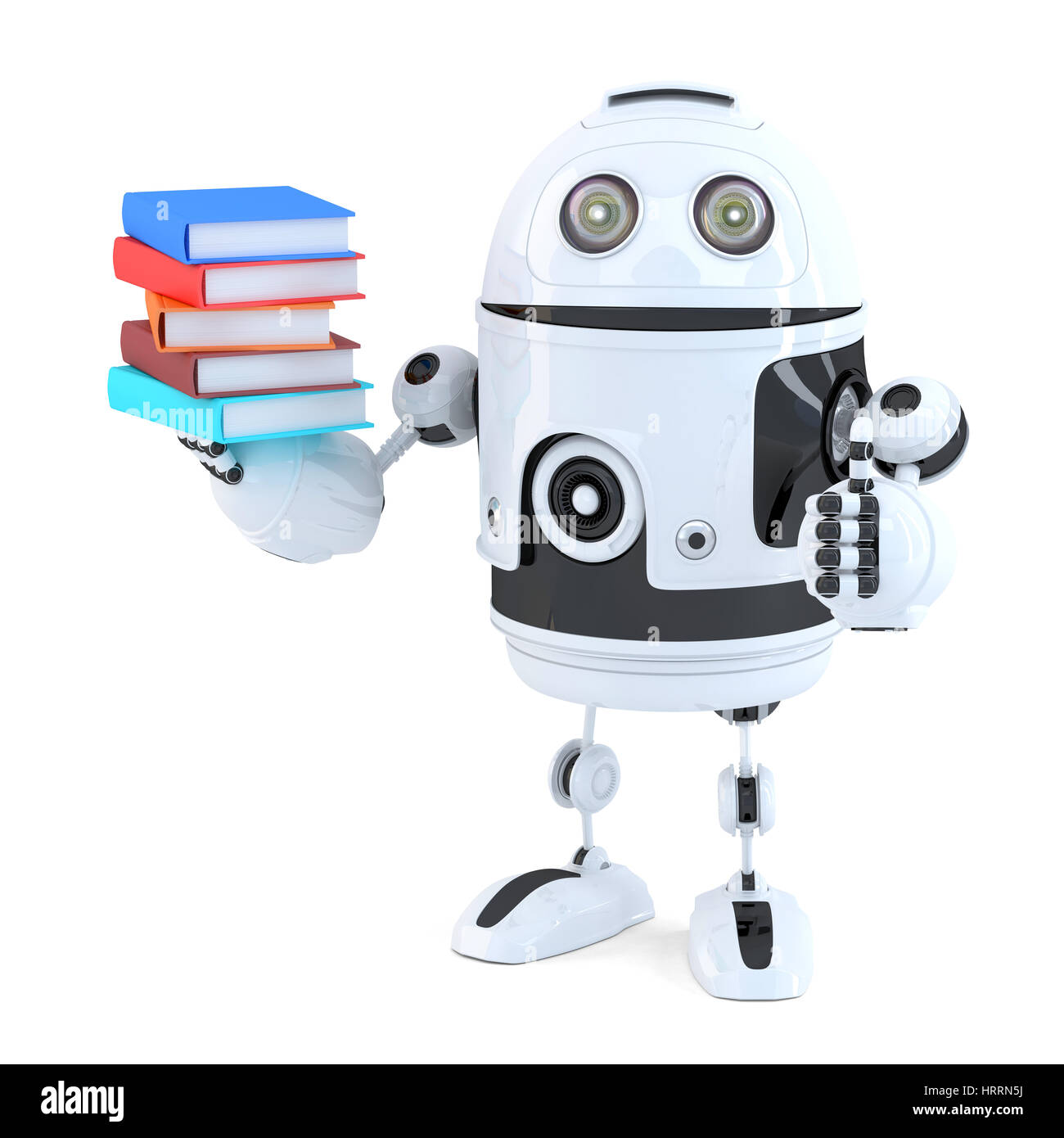 Robot with books. Isolated on white. Contains clipping path Stock Photo ...