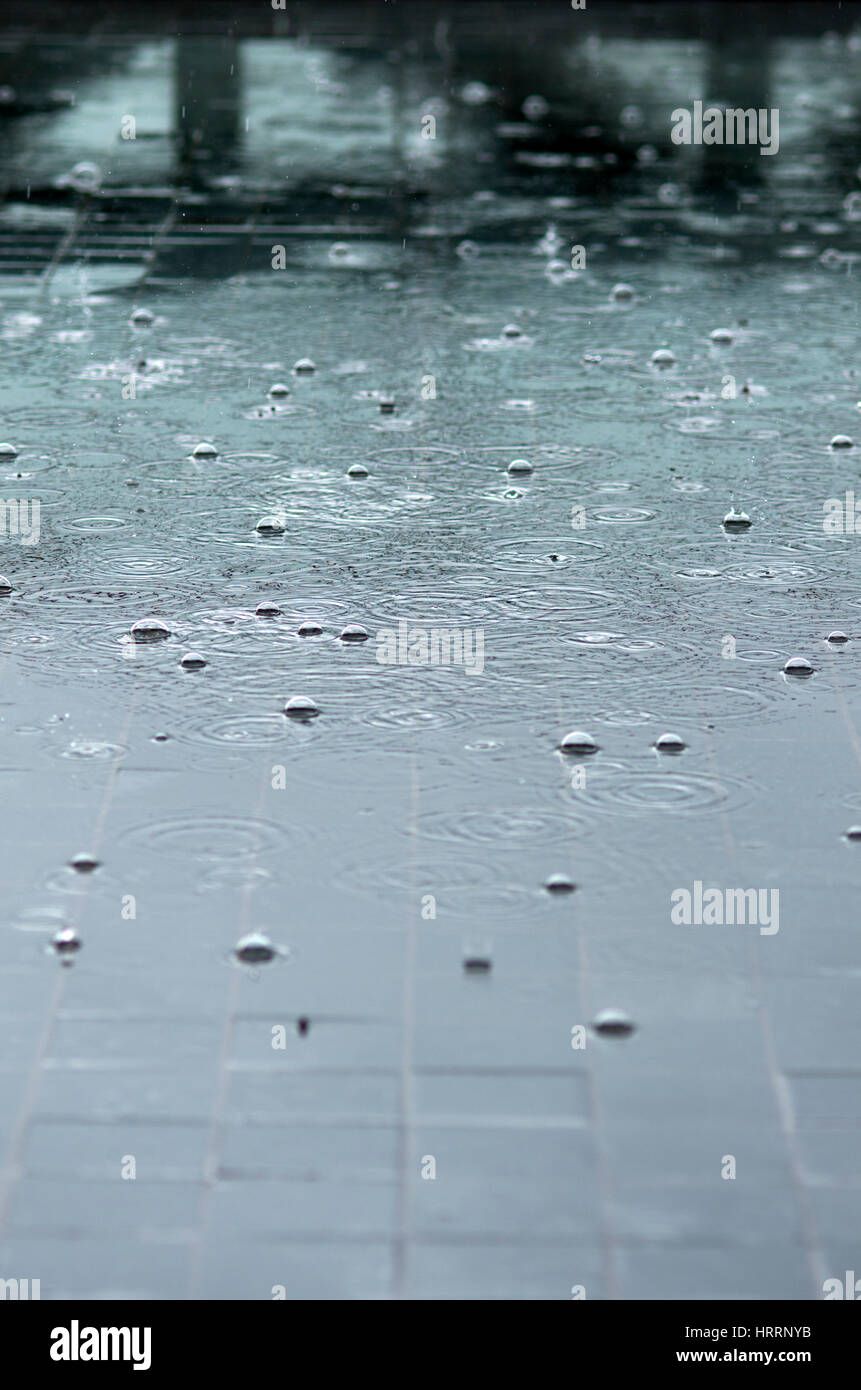 Rain drops on ground Stock Photo - Alamy