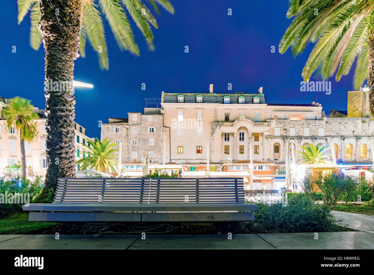 Architecture along the seafront promenade at night Stock Photo - Alamy