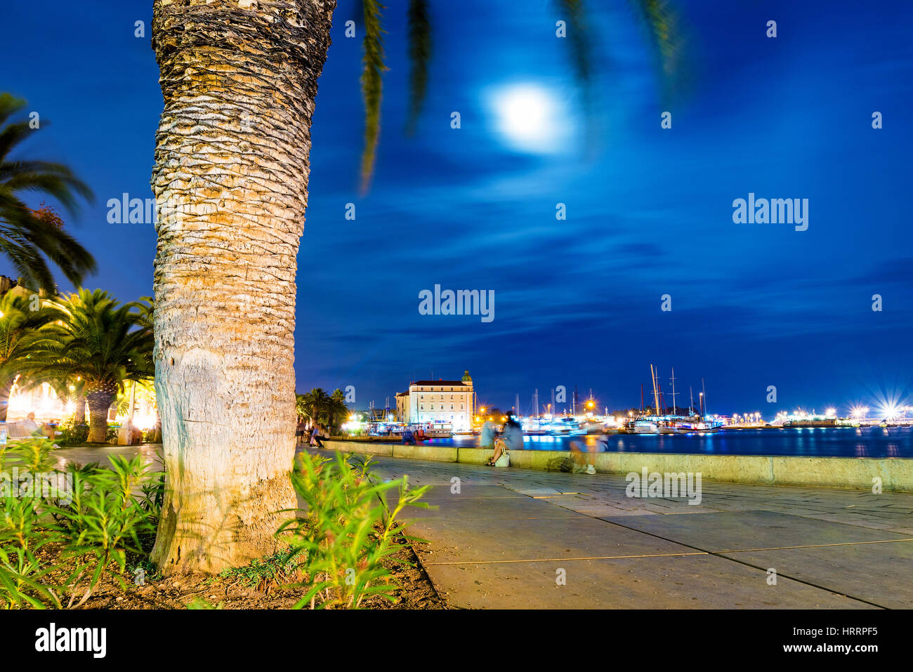 Seaside promenade at night time in Split Stock Photo - Alamy