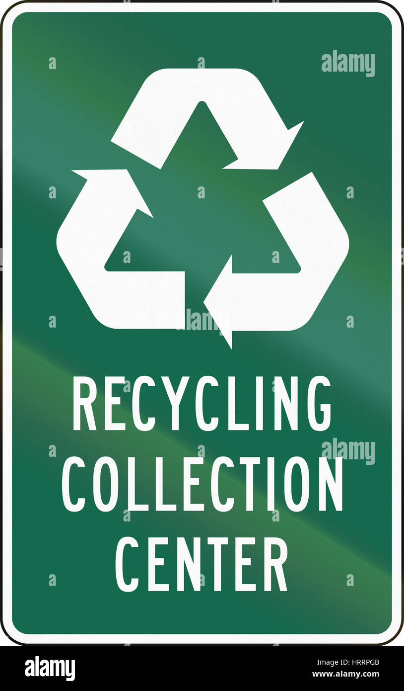 United States MUTCD road sign - Recycling collection center Stock Photo ...