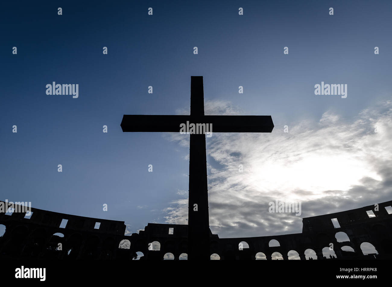 cross in Colosseum in Rome Stock Photo - Alamy